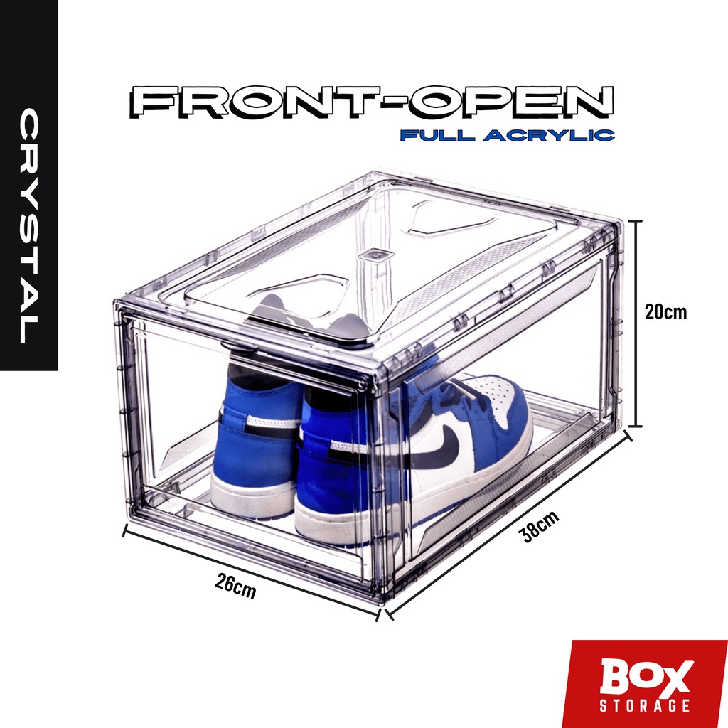 Jual 「CRYSTAL」Shoe Box Front Drop Full Acrylic Dark Transparent - Box ...