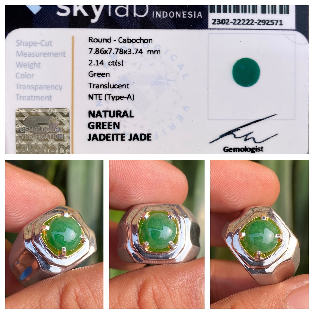 Jual Natural 2.14ct Jadeite Jade Giok Burma Type A Ring Perak | Shopee ...
