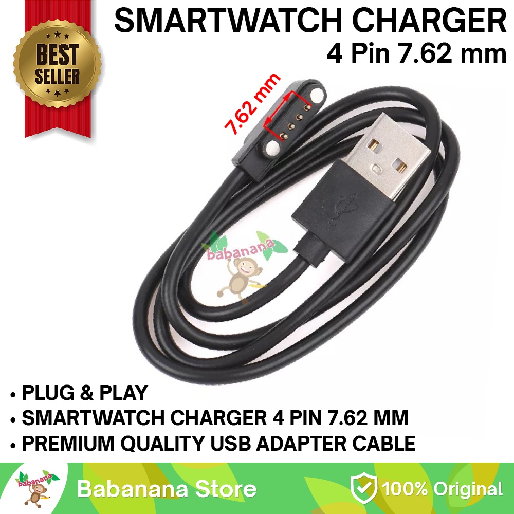 Jual Kabel USB Charger Casan 4 Pin 7.62 mm Smartwatch Jam Smart Watch Cable 4pin 7.62mm | Shopee ...