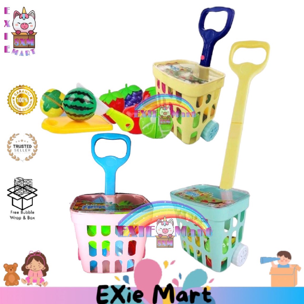 Jual MAINAN ANAK TROLI KERANJANG TROLLEY BUAH SAYUR POTONG [YK61 ...