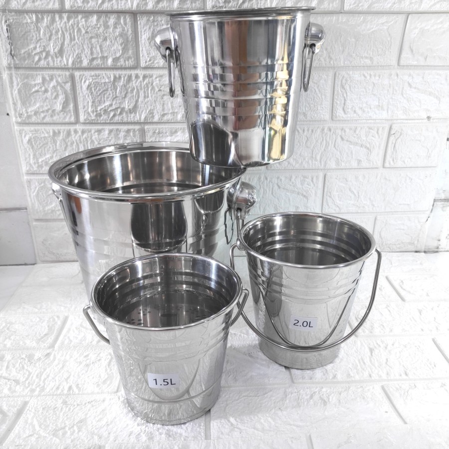 Jual Ice Bucket Stainless Ember Es Batu Tempat Minuman Botol Soft Drink ...