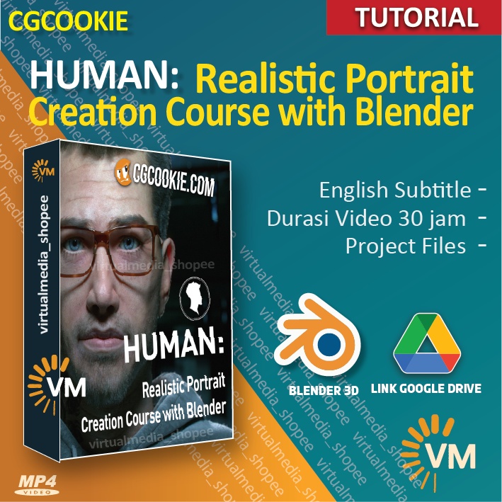 Jual TUTORIAL HUMAN REALISTIC PORTRAIT CREATION WITH BLENDER 3D MODELING COURSE CG COOKIE ...