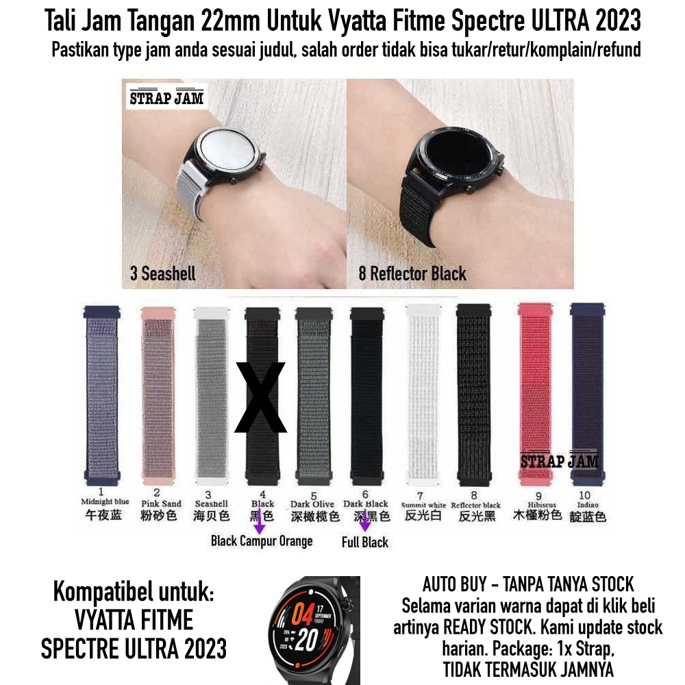 Jual Tali Jam Sport Loop Vyatta Fitme Spectre Ultra 2023 - Strap 22mm Velcro Quick Release ...