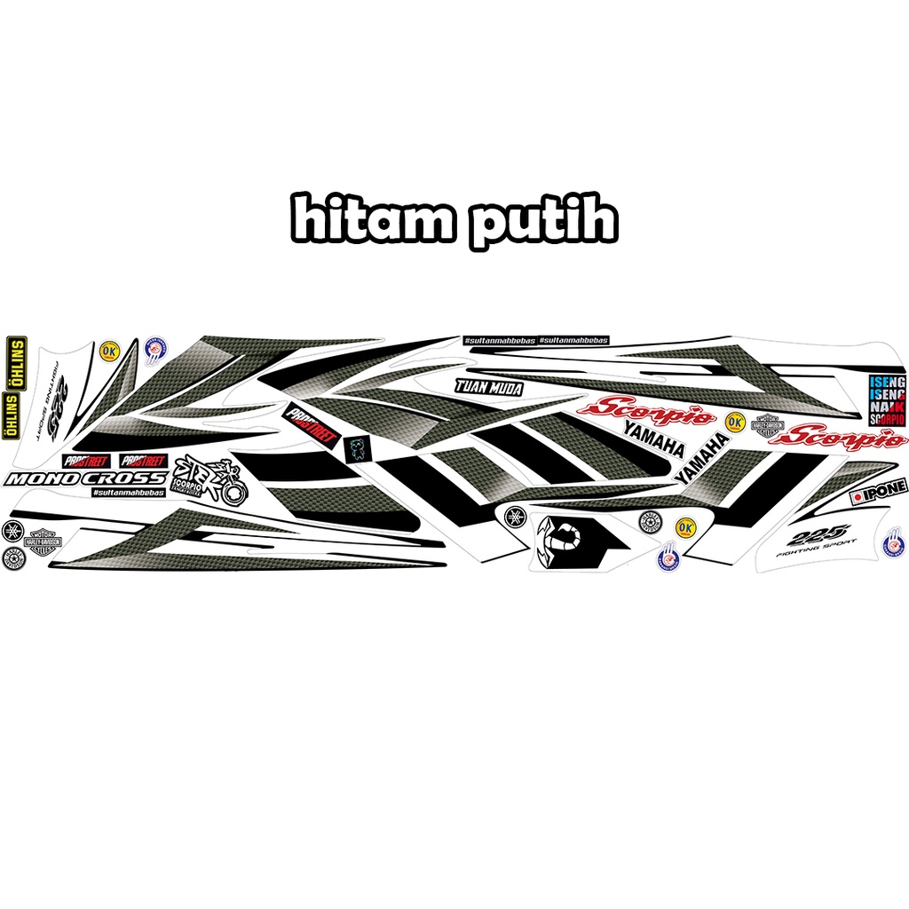 Jual stiker striping scorpio steko warna hitam putih | Shopee Indonesia