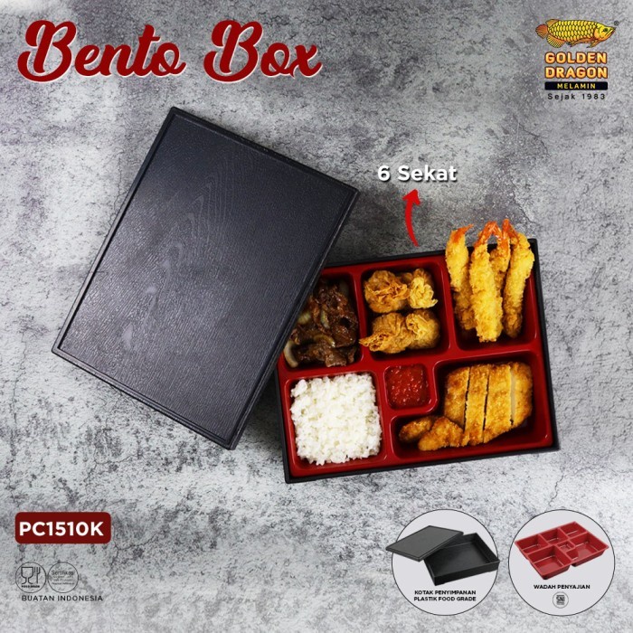Jual Kotak Bento 6 Sekat Box Set Tray Tutup Melamine Golden Dragon ...