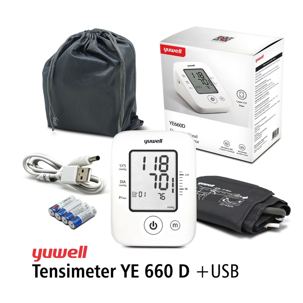Jual Tensimeter / Alat Ukur Tekanan Darah Digital Yuwell YE660D + USB ...
