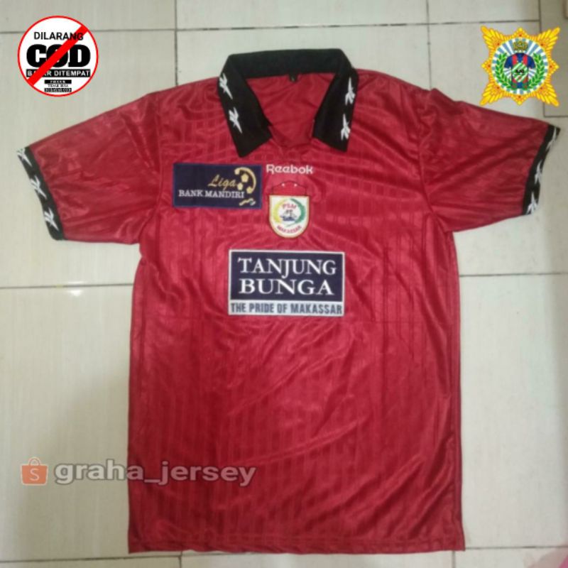 Jual Jersey PSM Makassar Home 1999 - 2000 Reebok Merah BORDIR dan ...