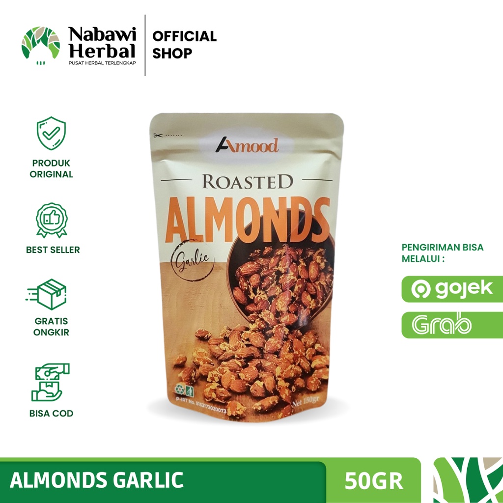 Jual AMOOD - Kacang Almond Panggang Roasted Rasa Garlic 50gr | Shopee ...