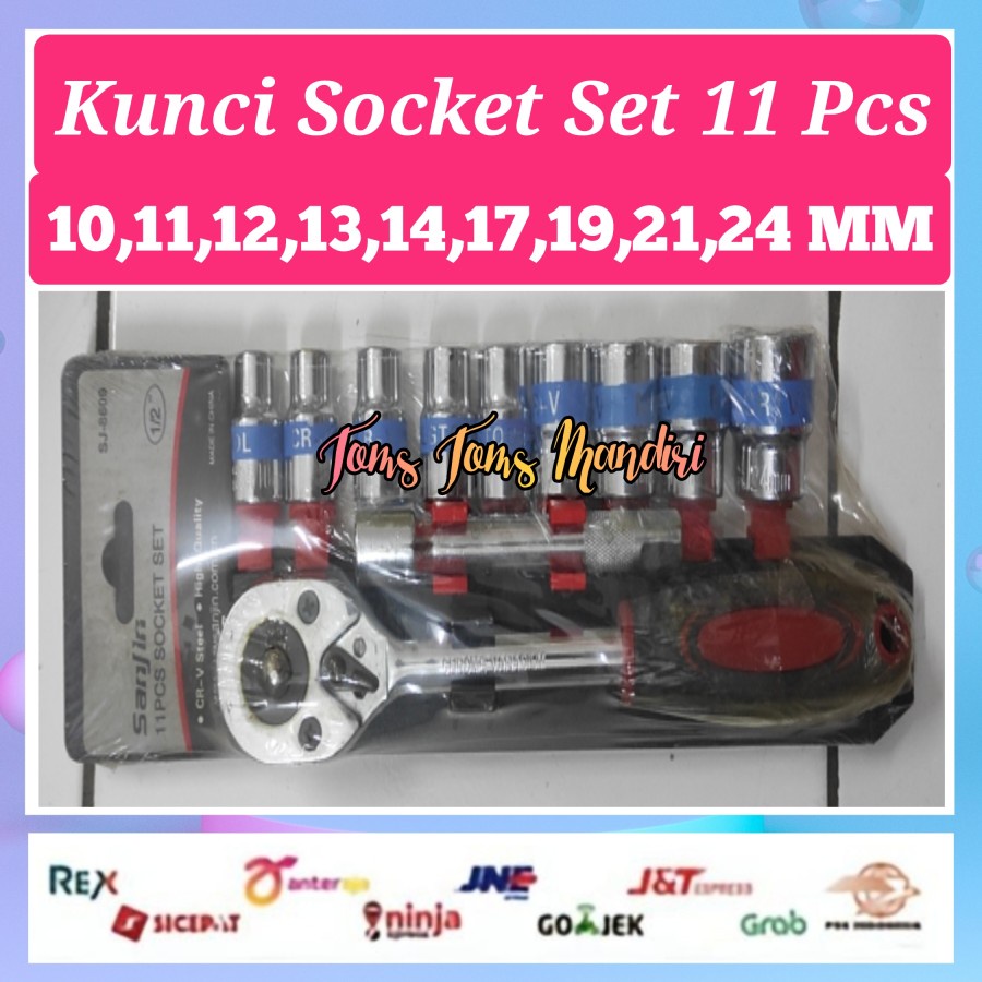 Jual Kunci Sok Socket Set 11 Pcs 1/2" ( 10,11,12,13,14,17,19,21,24 MM ...