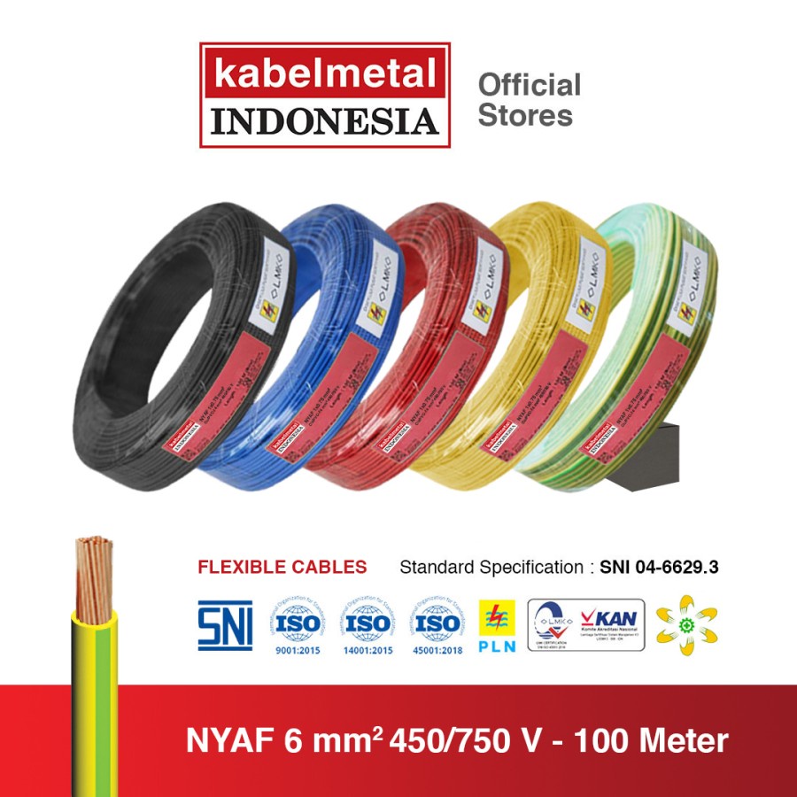 Jual Kabel NYAF 6 mm 100 Meter Roll kabelmetal INDONESIA - Serabut Tembaga Fleksibel PVC Panel ...
