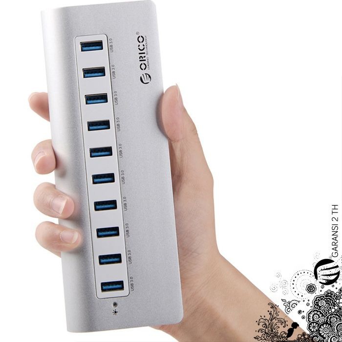 Jual Power Port Multi Orico M3H10 USB3.0 10 Slot USB Hub 12v 3A Adapter ...