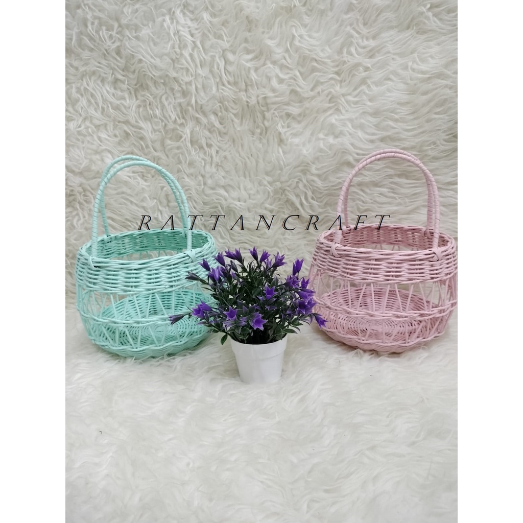 Jual Rotan Keranjang Bulat/tas rotan/hampers rotan/bundar Tangkai ...