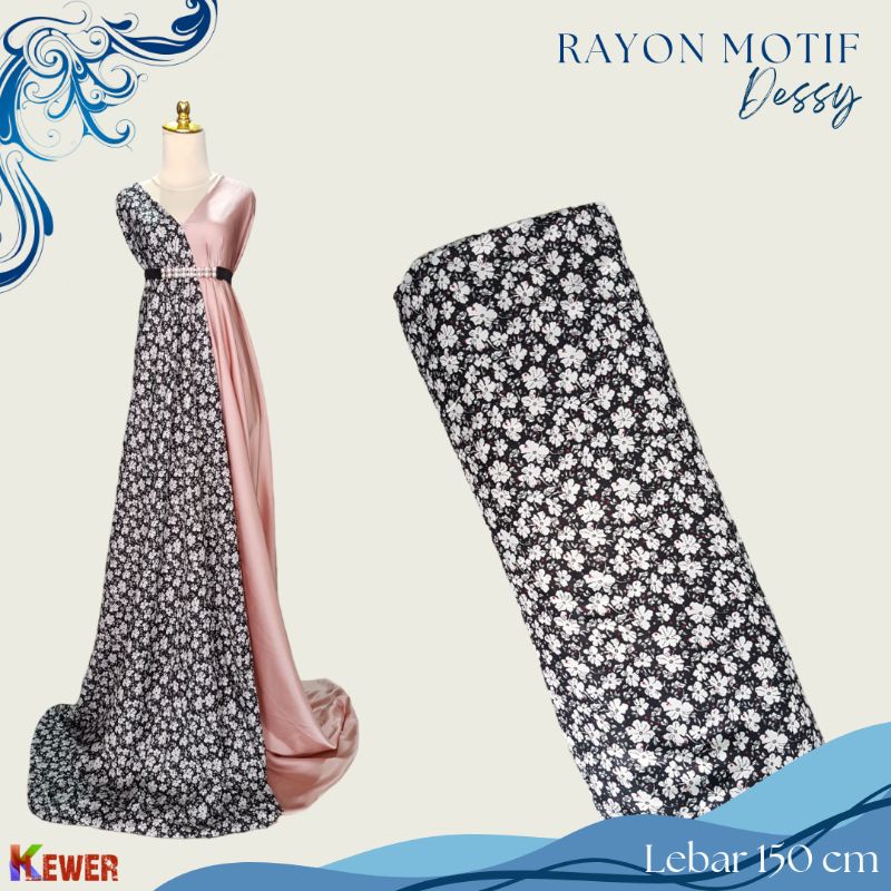 Jual Bahan Kain Rayon Motif Dessy kain rayon halus lembut murah meteran ...
