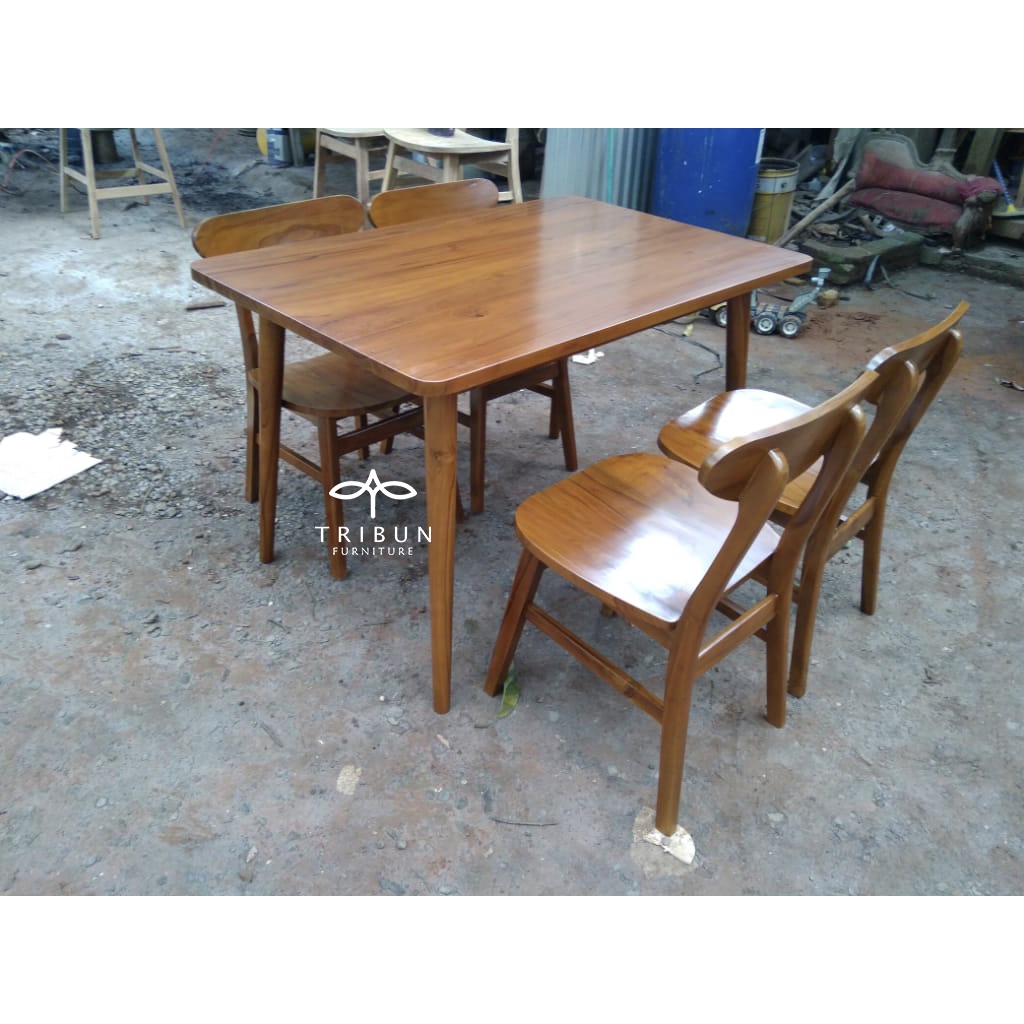 Jual Set Meja Makan Minimalis Kayu Jati | Kursi Ropan | Shopee Indonesia