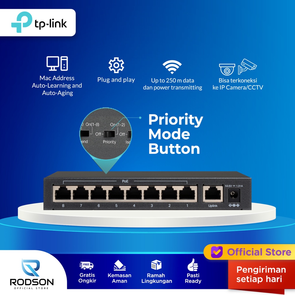 Jual TP-Link TP Link TL-SF1009P 9 Port 10/100Mbps Deskstop with 8-Port PoE+ | Shopee Indonesia