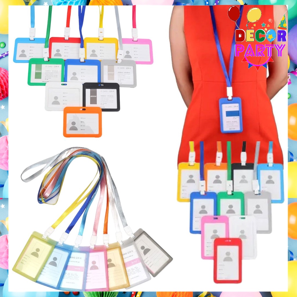 Jual DP Name Tag Id Card Transparant Gantungan Kartu Nama Solid Plastik Vertical Lanyard Potrait ...