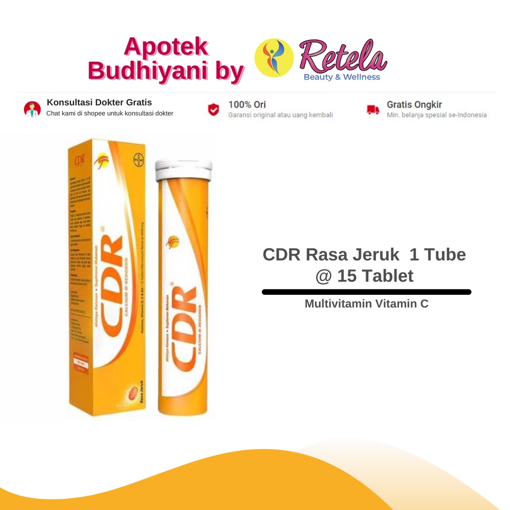 Jual CDR Effervescent Rasa Jeruk 1 Tube @ 15 Tablet / Multivitamin ...