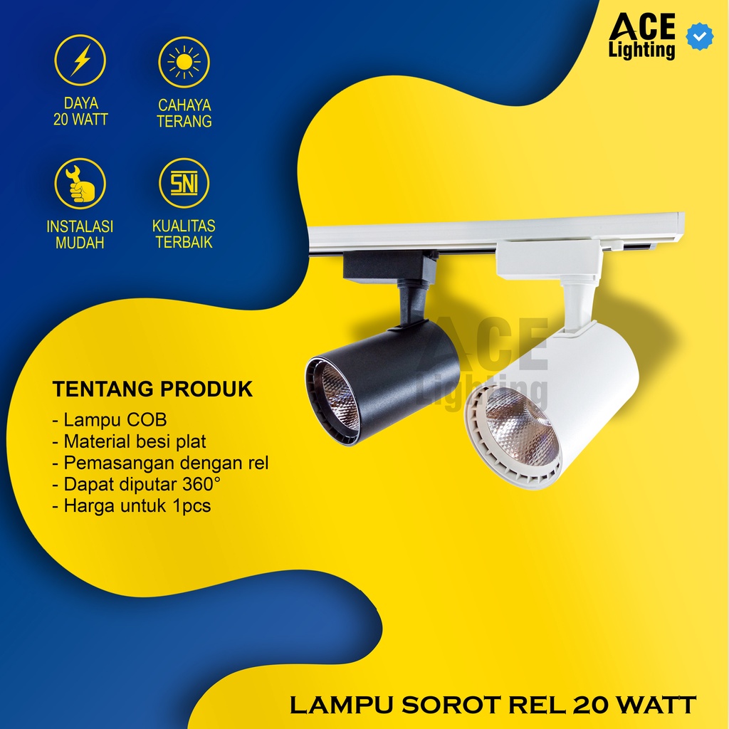 Jual Lampu sorot rel track light LED 20w Spotlight 20 Watt | Shopee Indonesia