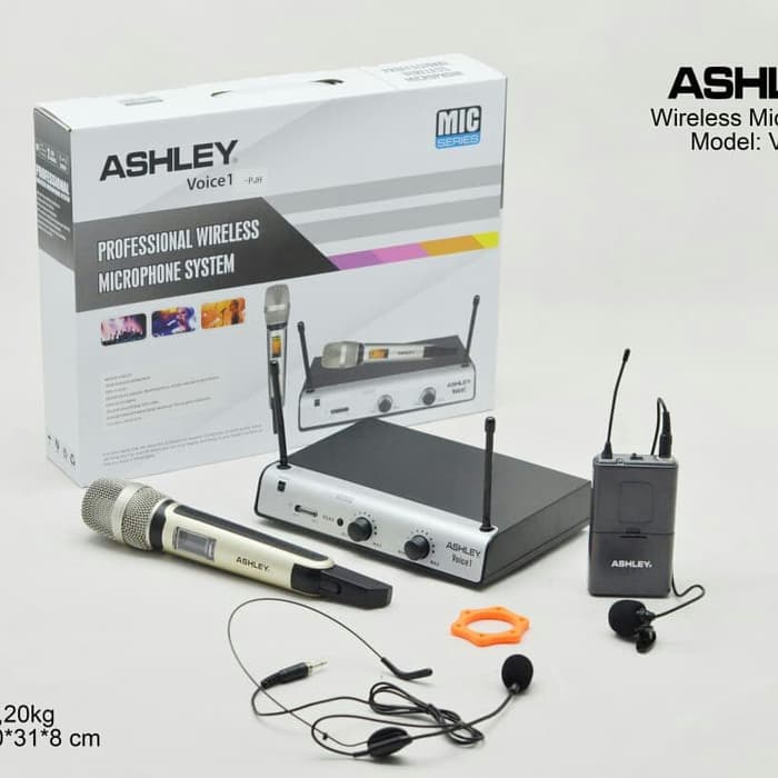 Jual Mic WIRELESS ASHLEY VOICE 1 Handle Clip On Headset Jepit dada UHF ...