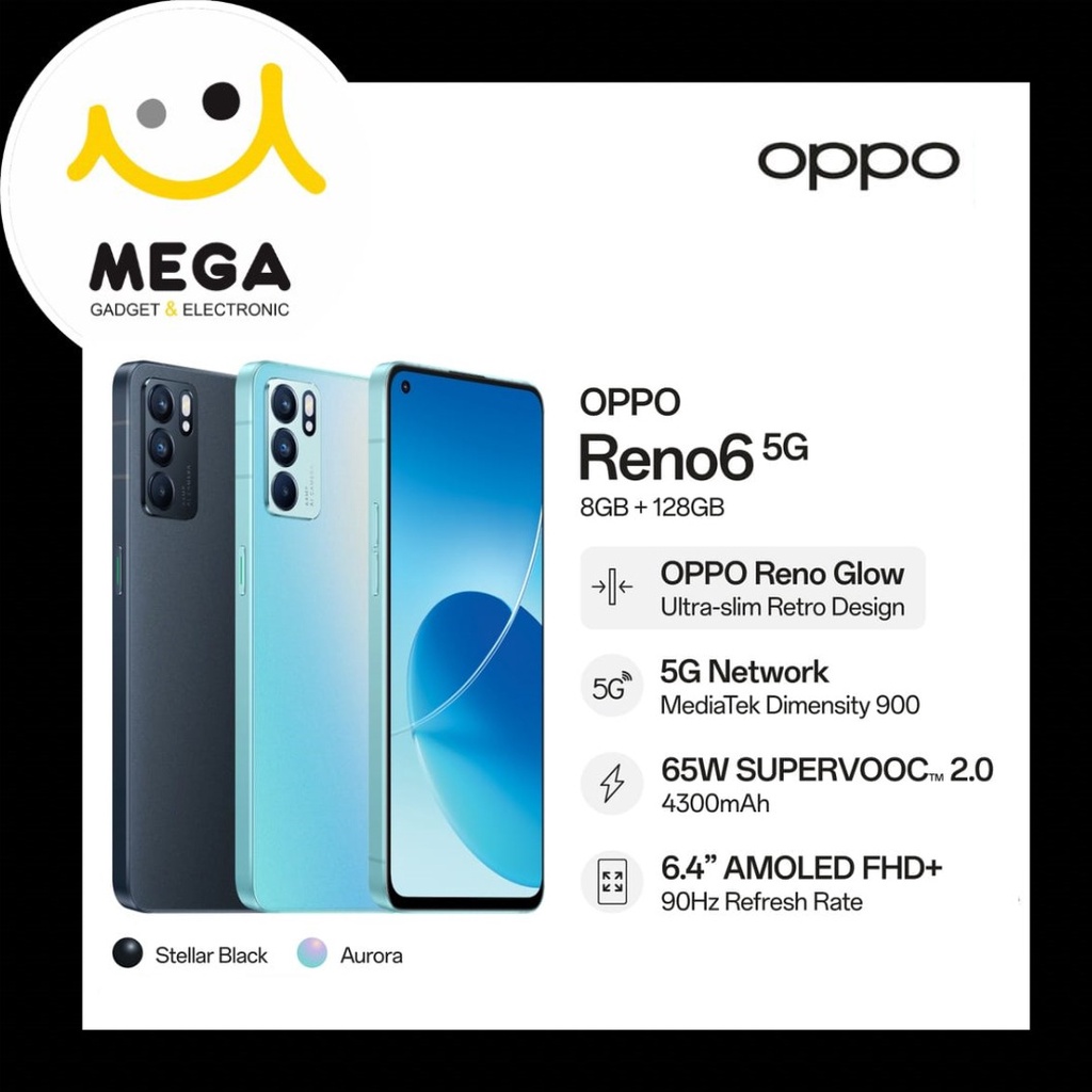 Jual Oppo Reno 6 5G 8GB + 128GB Garansi Resmi Oppo Indonesia | Shopee ...