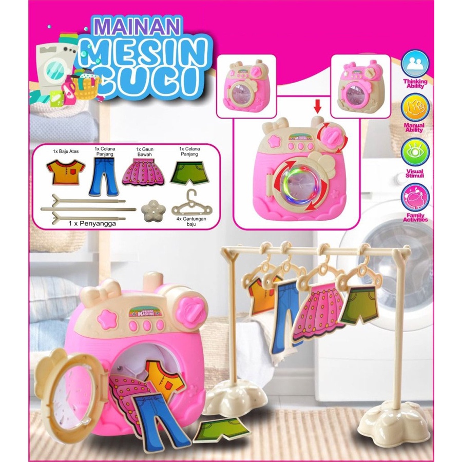 Jual Mainan Anak Mesin Cuci - Mini Laundry Family Set - ss1563 | Shopee ...