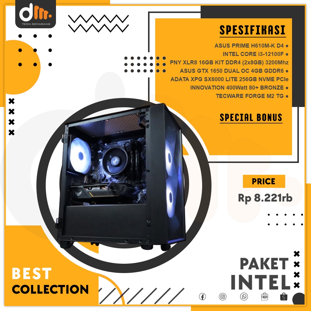Jual PC GAMING INTEL CORE I3-12100F | VGA GTX 1650 DUAL OC GDDR6 | NVME 256GB | RAM 16GB KIT ...