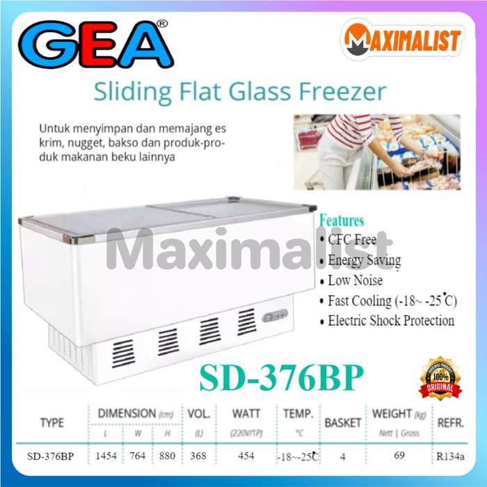 Jual SD-376BP Sliding Flat Glass Freezer / Freezer Kaca Geser Samping ...