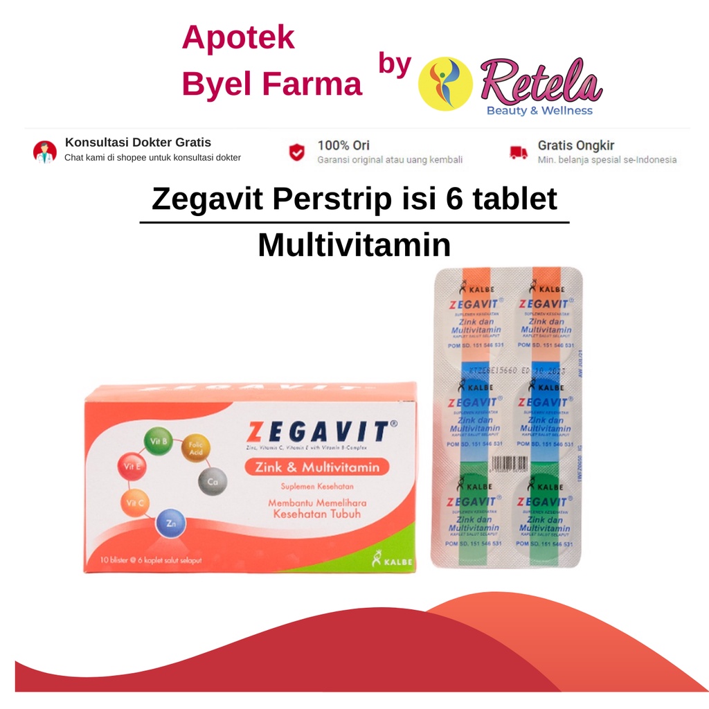 Jual Zegavit 1 Blister Isi 6 Kalet/Multivitamin | Shopee Indonesia