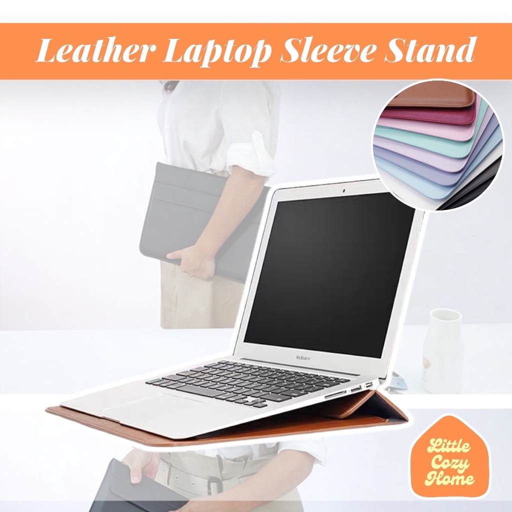 Jual Leather Laptop Sleeve Stand 13 14 15 Inch Sleeve / Tas Laptop ...
