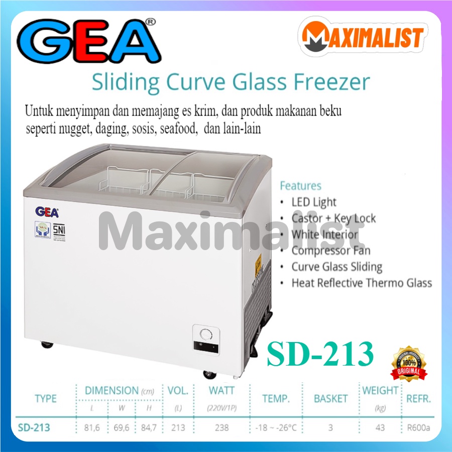 Jual GEA TYPE SD-213 Curve Glass Freezer - Freezer Kaca Cembung ...