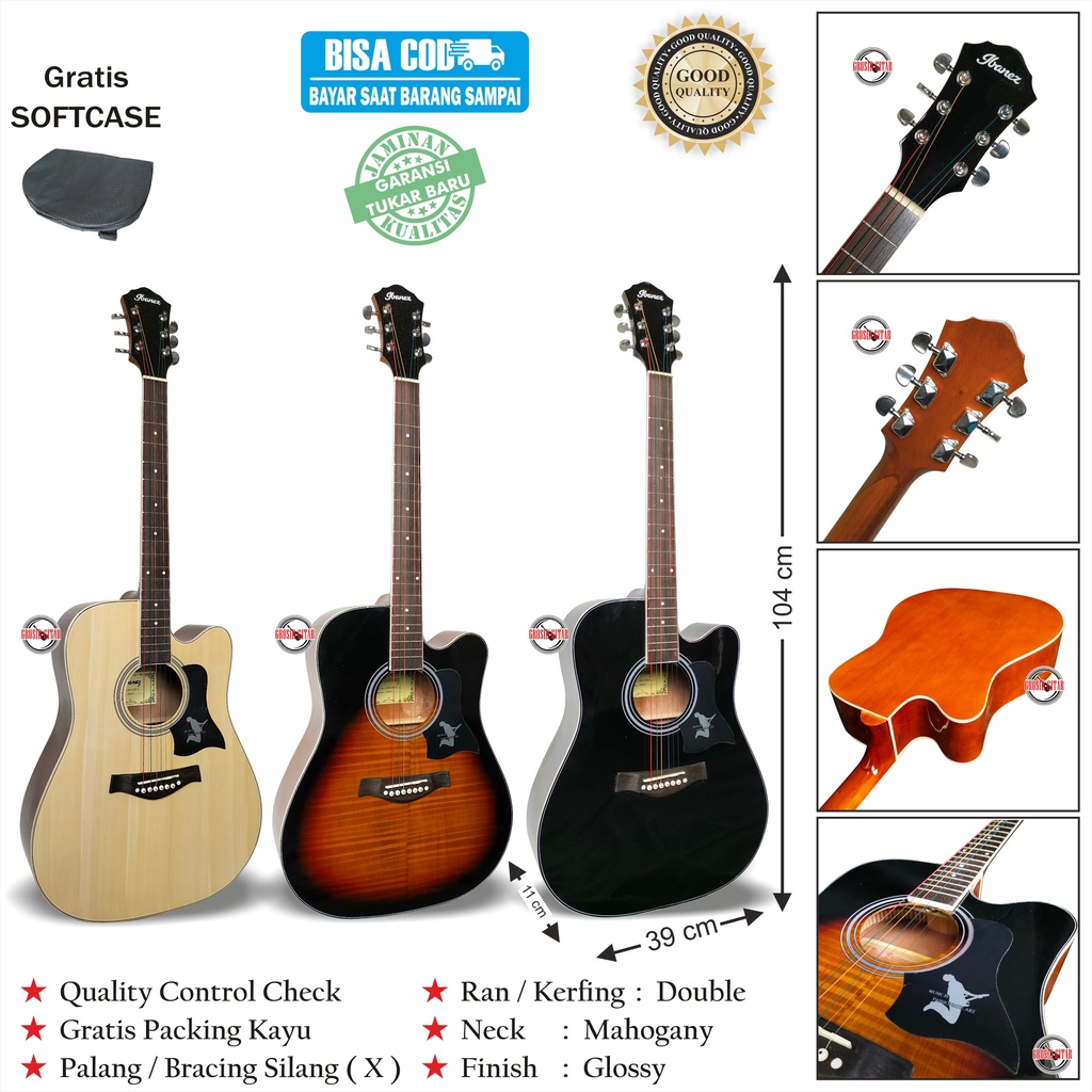 Jual GITAR AKUSTIK IBANEZ TOP MERANTI LIS IVORY CUSTOM + TRUSS ROD ...