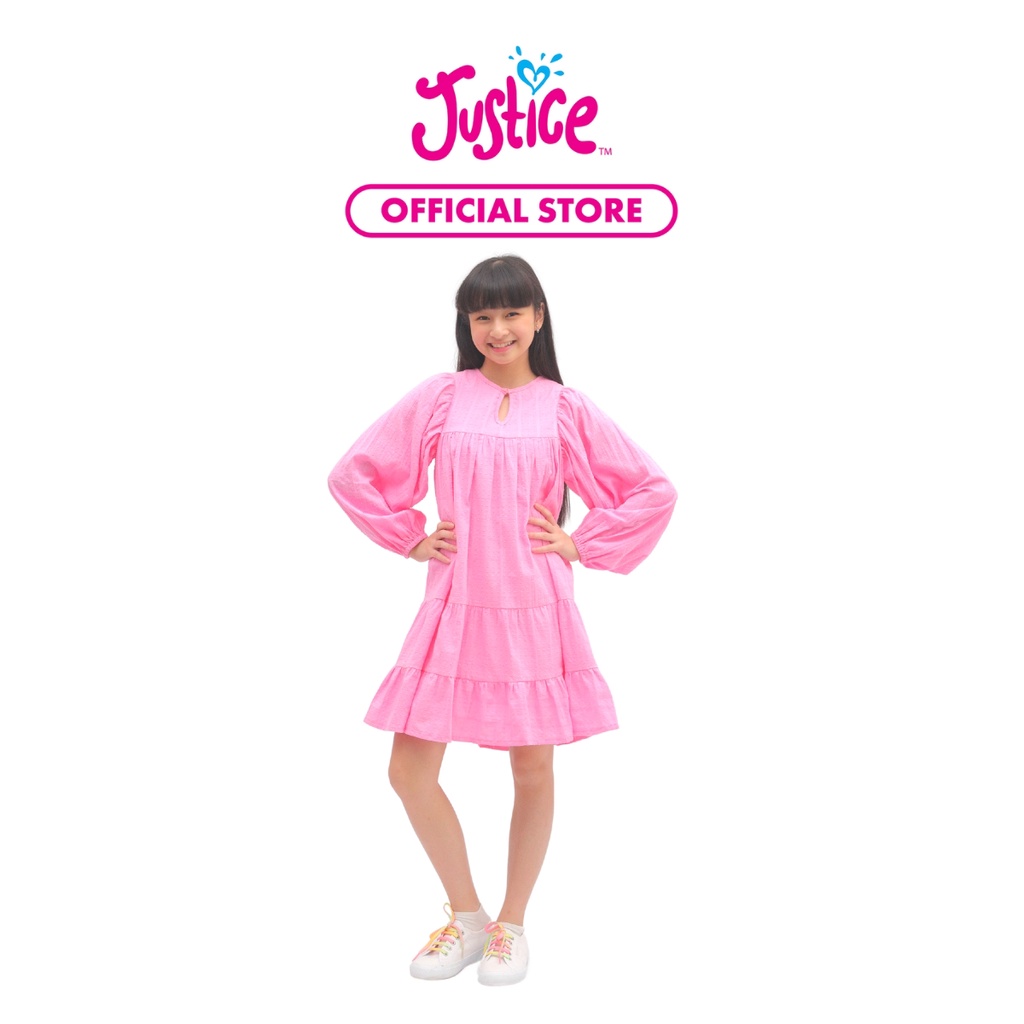 Jual Justice Panelled Long Sleeves Dress - Dress Anak Perempuan (Pink ...