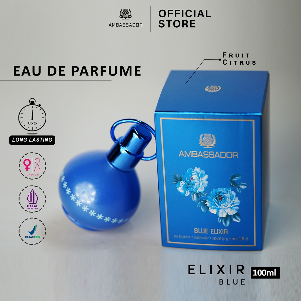 Jual Ambassador Eau De Parfume Blue Elixir 100ml Parfum Wanita / Minyak ...