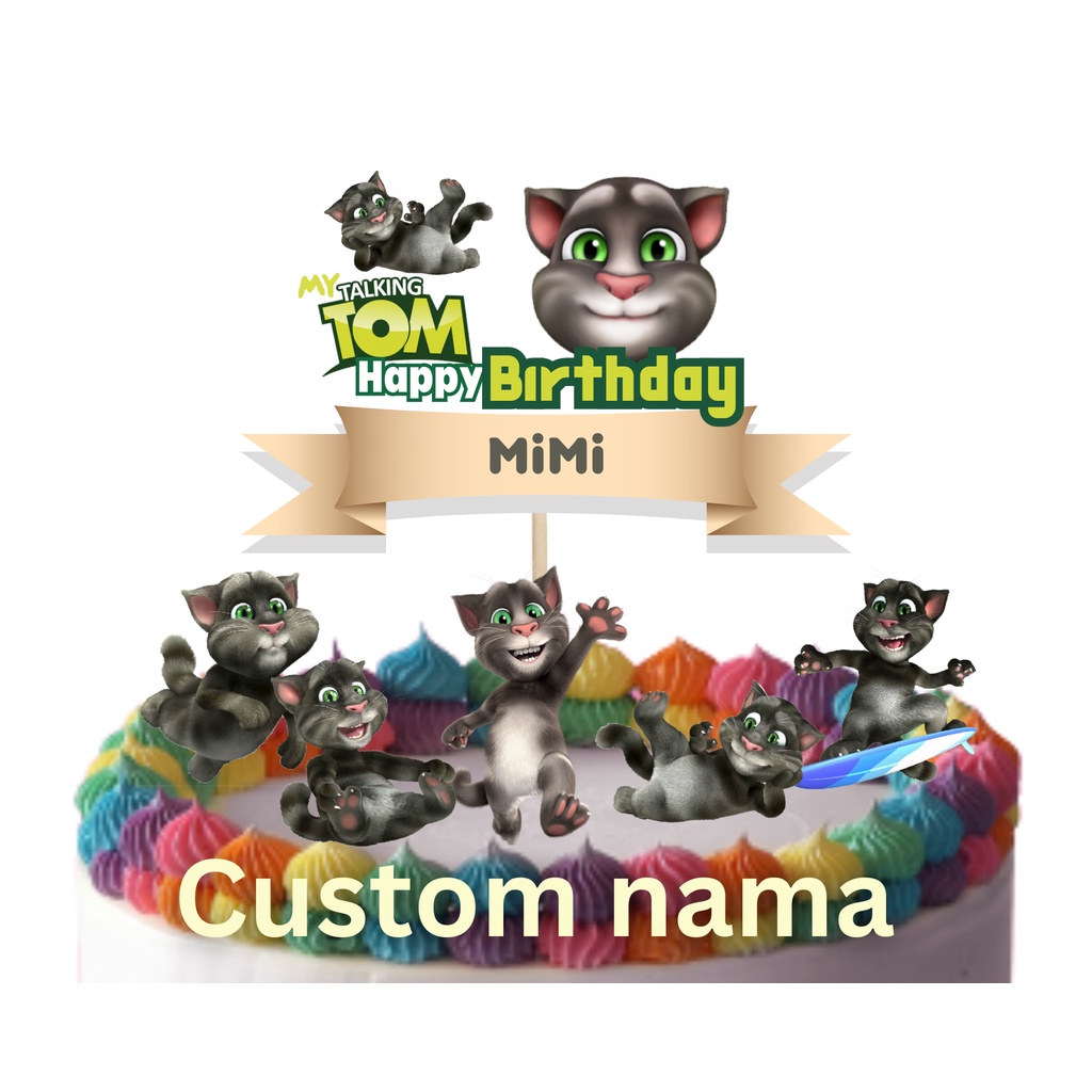 Jual custom nama topper cake talking tom , tom and friends, hiasan kue ...