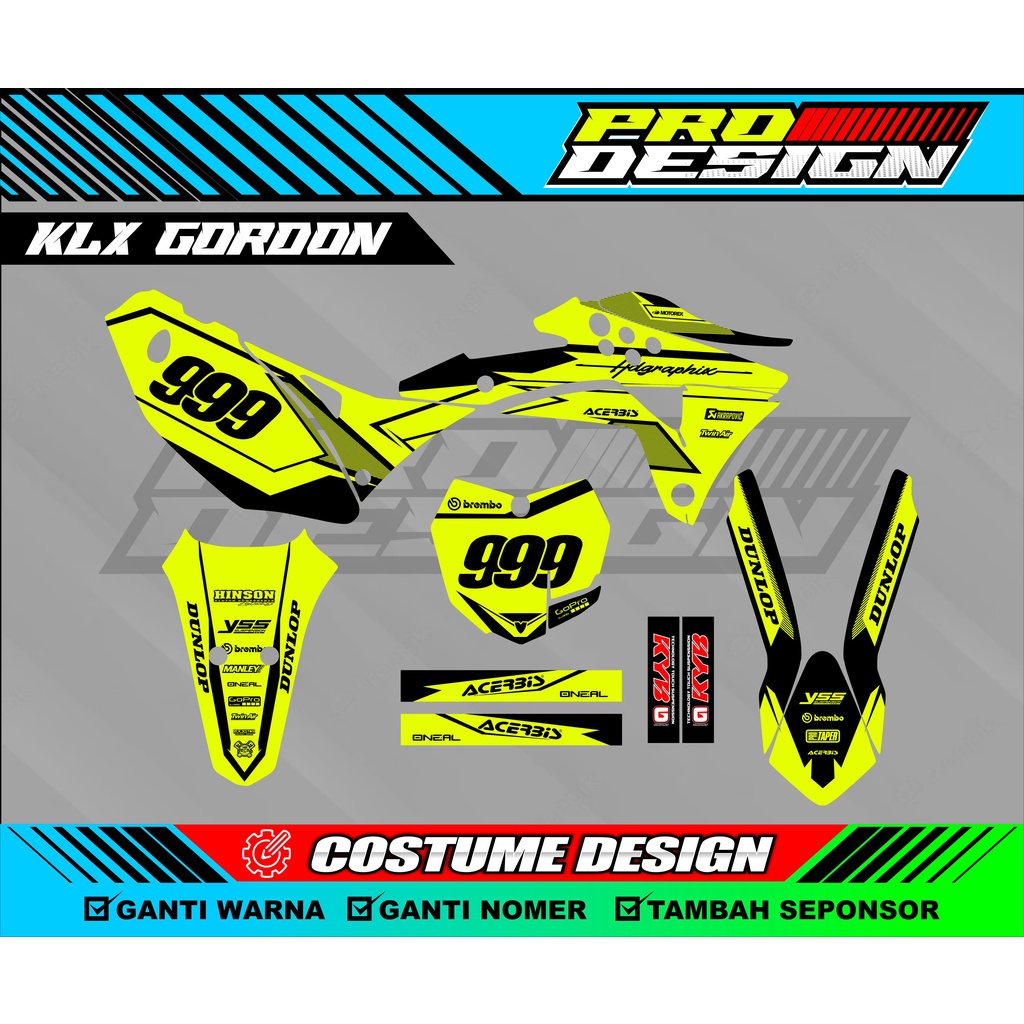 Jual DECAL KLX GORDON/DECAL GORDON SUPERMOTO FULL BODY CUSTOME DESAIN ...