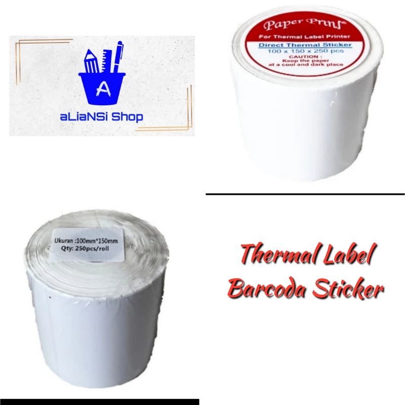Jual Thermal Label Barcode Sticker Resi 100mm x 150mm - merk PAPERPRYNS ...