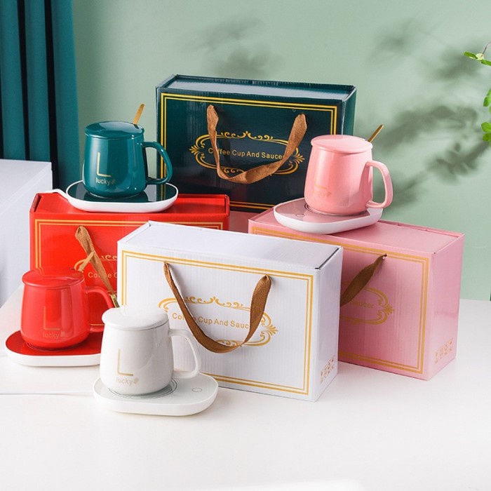 Jual Hampers Gelas Set Pemanas Mug Set + Termostat Gift Set Mug Keramik ...