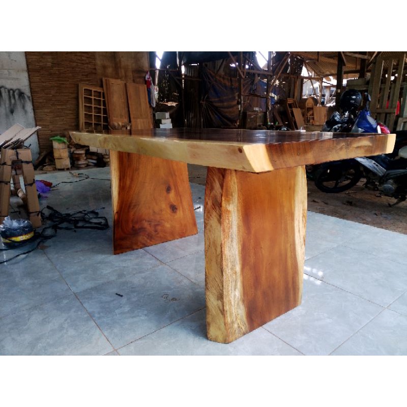Jual Meja cafe kayu meh trembesi tebal / meja papan kayu meh trembesi ...