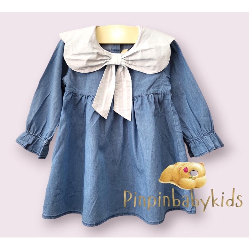 Jual Dress girl za-patitos kerah putih pita,lengan panjang,q6556 ...