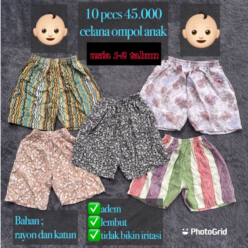 Jual (paket 10 pecs) CELANA OMPOL ANAK USIA 1-2 TAHUN (BAHAN RAYON DAN ...