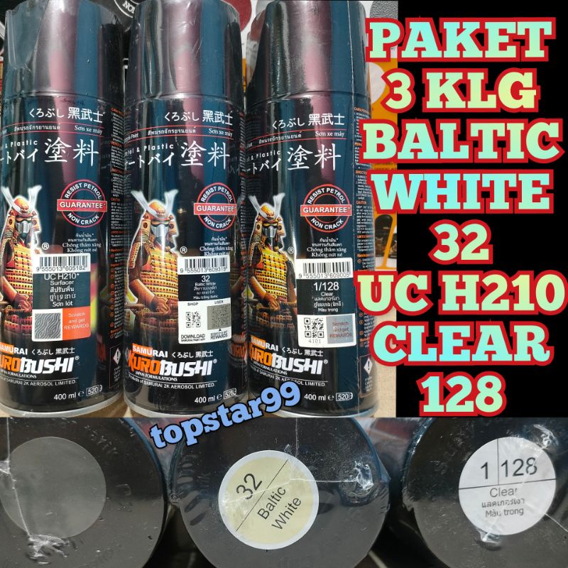 Jual Samurai Paint Paket 3 Kaleng Pilok Pilox Cat Semprot Samurai Paketan Lengkap Putih Tulang ...