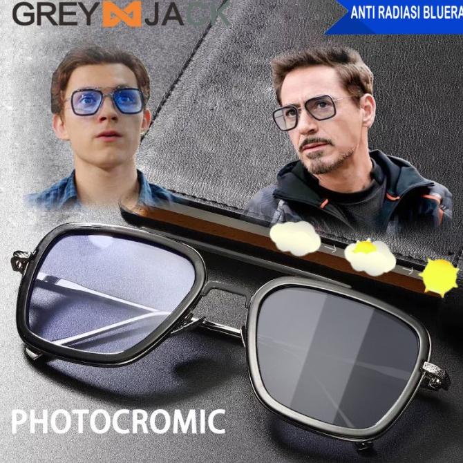 Jual Trend Kacamata Pria//Tony Stark Anti Radiasi Photocromic 2836 Stok ...
