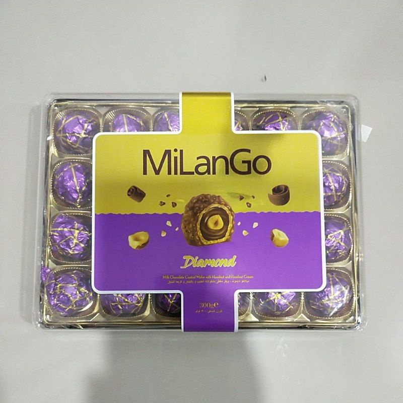 Jual Milango 300g Diamond Milk Chocolate Wafer With Hazelnut | Shopee ...