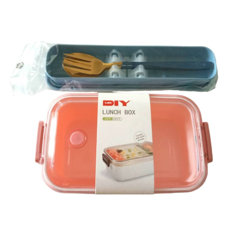 Jual MR DIY SET BENTO LUNCH BOX + SENDOK GARPU SET PERALATAN MAKAN ...