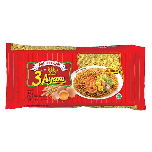 Jual CAP 3 AYAM MIE TELOR MERAH 200 GR | Shopee Indonesia