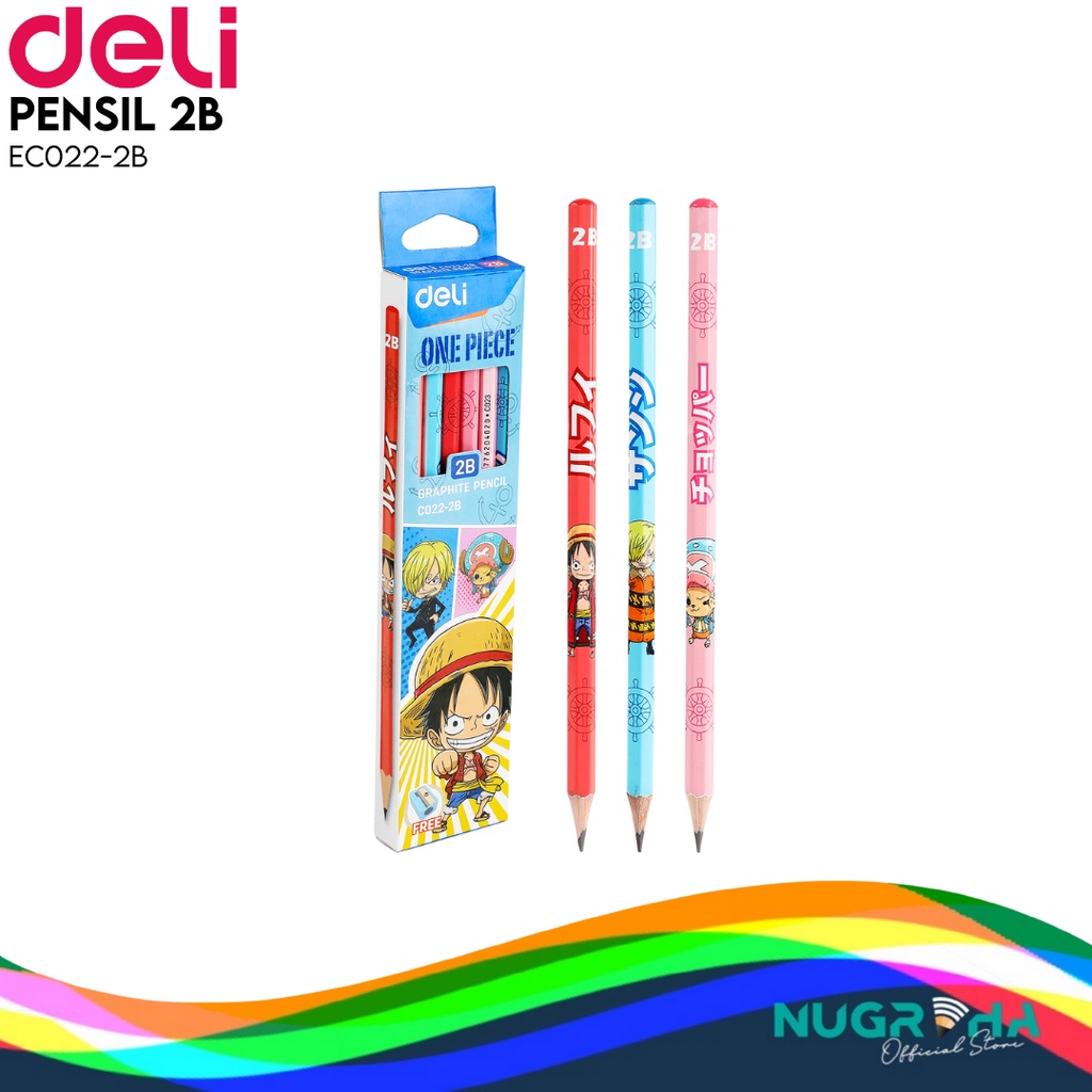 Jual Pensil Deli 2B One Piece Graphite Pencil Karakter - EC022-2B Deli ...