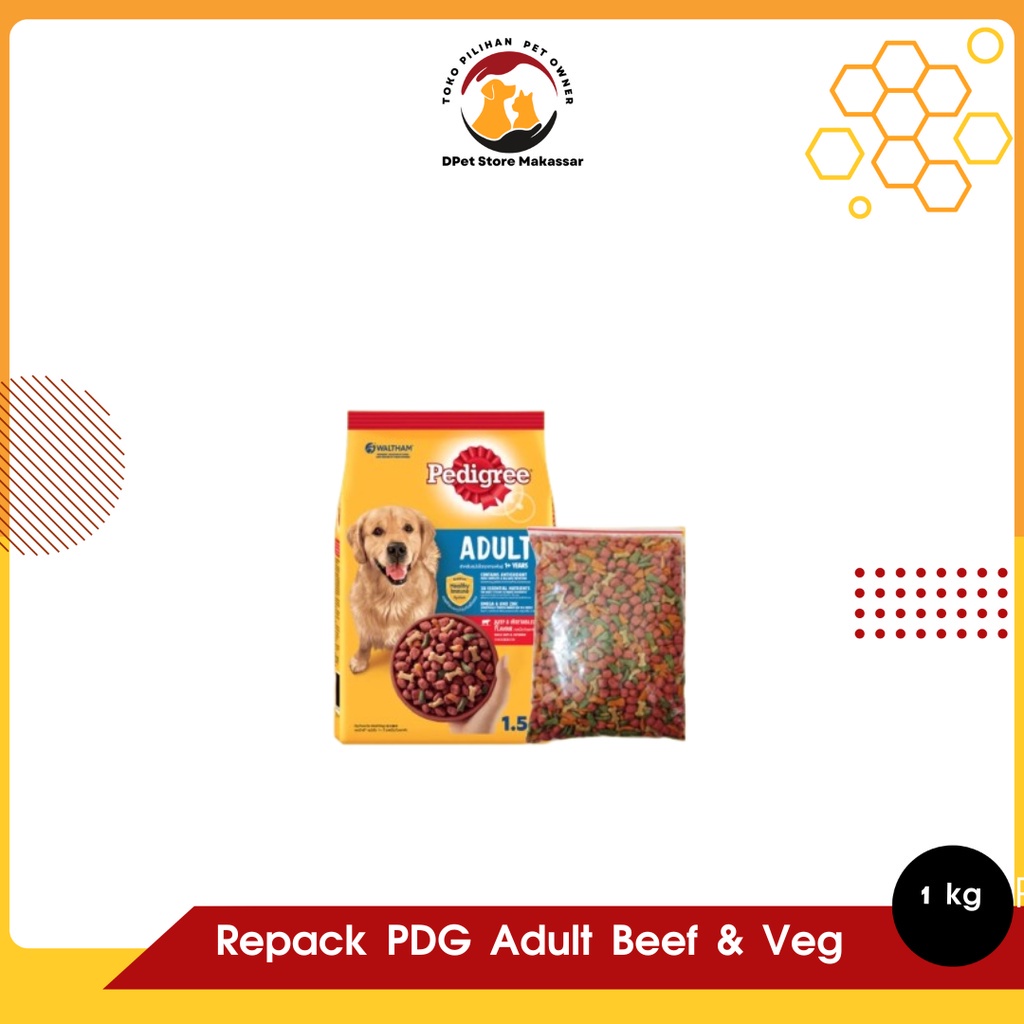 Jual Makanan Kucing kering Repack Pedigree PDG Adult Beef & Veg 1kg dog ...