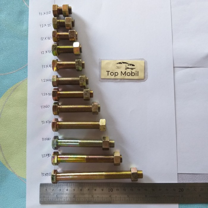 Jual TPML Baut Mur M12 Kunci 17mm Drat 1 25 harga per tanpa ring 2 ...