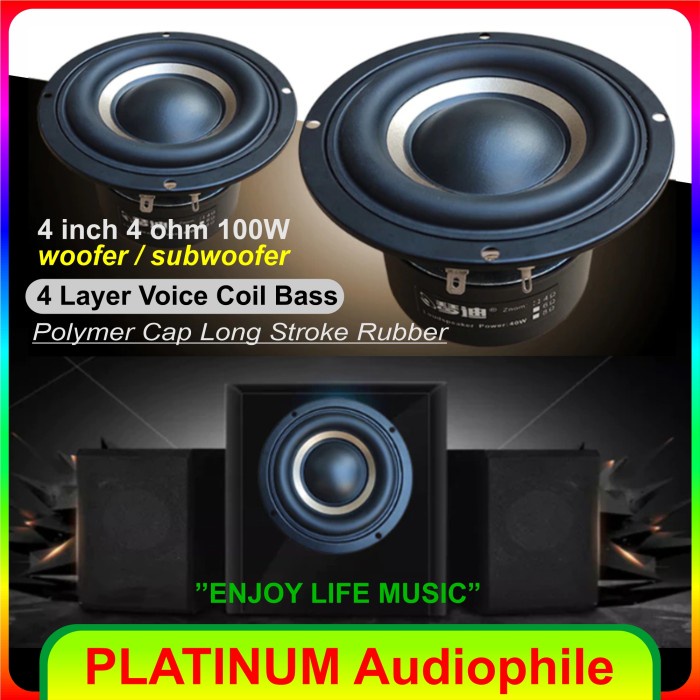 Jual Speaker Subwoofer Woofer Bass 4 inch 4" 4 ohm 40W 100W | Shopee ...