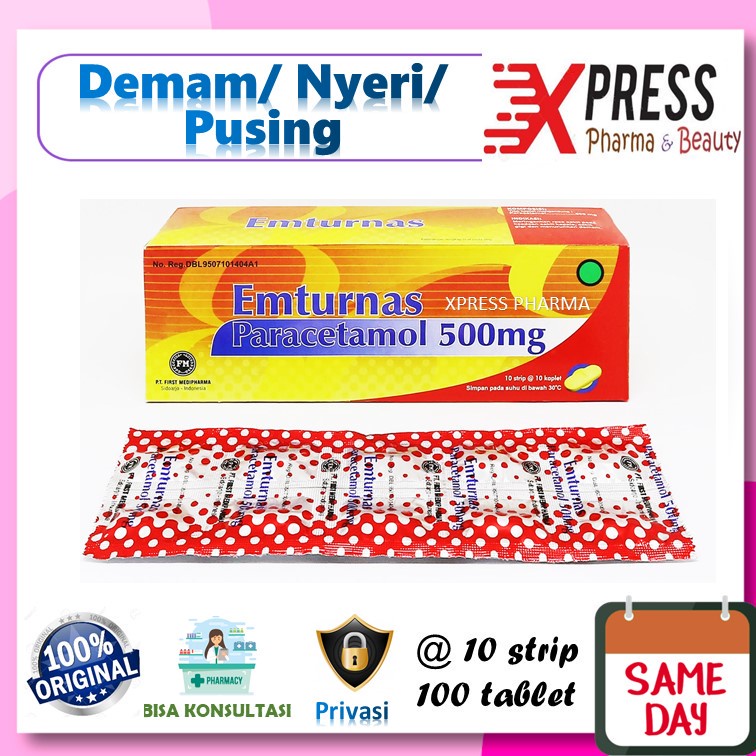 Jual ⚡XPRESS⚡ Emturnas 500mg DUS Tablet Obat Demam Nyeri Pusing Box Dos ...